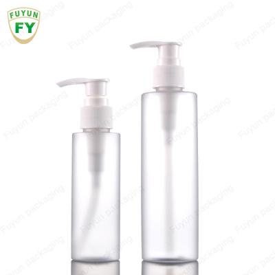 China Hot Stamping Round Clear Plastic Pump Bottles 100ml For Essential Oil for sale