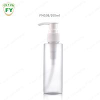 China Hot Stamping Round Clear Plastic Pump Bottles 100ml For Essential Oil for sale