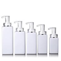 China Clear White Square Shampoo Pump Dispenser Bottle 300ml 400ml 600ml 800ml for sale