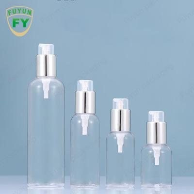 China 75ml 100ml 250ml Plastic Pump Bottles Serum Toner Silver Lotion Pump Container for sale