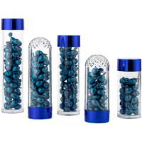 China 50ml 55ml 75ml PET Plastic Bottle With Shiny Purple Cap Capsule Container for sale