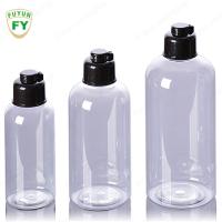 China 156mm Height Shiny Squeeze Toner Plastic Bottle With Black Cap for sale