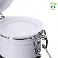 China 120ml White Candy Snack Plastic Packaging Jars With Flip Top Stainless Metal Lock for sale