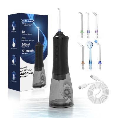 China Water Dental Flosser Cordless Teeth Cleaner IPX7 Waterproof 6 Tips 5 Modes 5 Intensities for sale