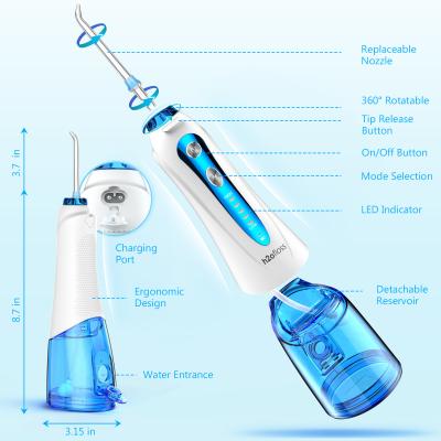 China Oral Hygiene Cordless Dental Care New Teeth Water Jet Flossing Risuntech F5020E 300ml Portable Water Flosser for sale
