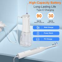 China 2 in 1 Electric Sonic Toothbrush Oral Irrigator Dental Flosser Combo with Water Tank Replace Brush Heads for sale