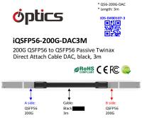 China QSFP56-200G-DAC3M 200G QSFP56 to QSFP56 DAC Direct Attach Cable Passive 3M for sale