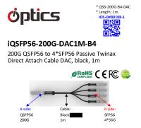 China QSFP56-200G-DAC1M-B4 200G QSFP56 To 4x50G SFP56 Dac Breakout Cable Passive 1M for sale