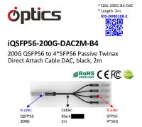China 200G QSFP56 to 4x50G SFP56 Breakout DAC(Direct Attach Cable) Cables (Passive) 2M 200G QSFP56 DAC for sale