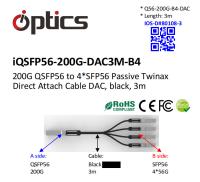 China 200G QSFP56 to 4x50G SFP56 Breakout DAC(Direct Attach Cable) Cables (Passive) 3M 200G QSFP56 DAC for sale