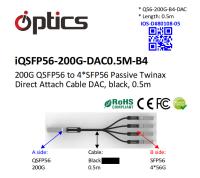 China 200G QSFP56 to 4x50G SFP56 Breakout DAC(Direct Attach Cable)  (Passive) 0.5M 200G QSFP56 DAC for sale