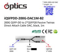 China 200G QSFPDD to 2x100G QSFP28 Breakout DAC(Direct Attach Cable) Cables (Passive) 1M 200G QSFPDD DAC for sale