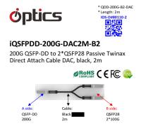 China 200G QSFPDD To 2x100G QSFP28 Breakout DAC Direct Attach Cable 2M Qsfp Dd Breakout Cable for sale