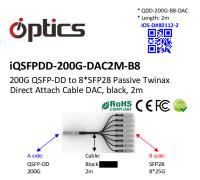 China 200G QSFPDD to 8x25G SFP28 Breakout DAC(Direct Attach Cable) Cables (Passive) 2M 200G QSFPDD DAC for sale