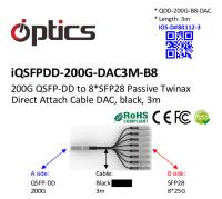 China 200G QSFPDD to 8x25G SFP28 Breakout DAC(Direct Attach Cable) Cables (Passive) 3M 200G QSFPDD DAC for sale