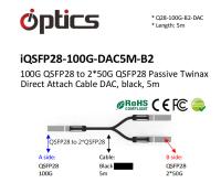 China 100G QSFP28 to 2x50G Breakout DAC(Direct Attach Cable) Cables (Passive) 5M 100G QSFP28 DAC for sale