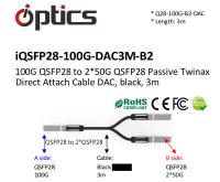 China QSFP28-100G-DAC3M-B2 100G QSFP28 to 2x50G Breakout DAC Passive 3M 100G QSFP28 DAC for sale