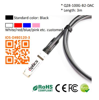 China QSFP28-100G-DAC3M-B2 100G QSFP28 to 2x50G Breakout DAC Passive 3M 100G QSFP28 DAC for sale