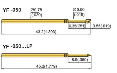 China Customized Brass Barrel Spring Test Probe with 6.4mm Full Stroke 4.3mm Rated Stroke and 1.0N Spring Force for ICT Applications for sale