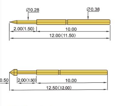 China Gold Plated Brass Barrel Spring Test Probe with BeCu/SK4 Plunger and SWP Spring for Precision Testing for sale