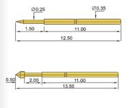 China Custom Sizes Gold Plated Spring Test Probe with 0.50amps Current Rating and 50mΩ Max Contact Resistance for sale