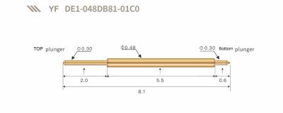 China Gold Plated Spring Test Probe with 2A Current Rating and Custom Sizes for Semiconductor Testing for sale
