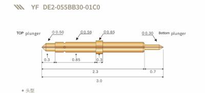 China Gold Plated Spring Test Probe with 2A Current Rating and Custom Sizes for Precision Testing for sale