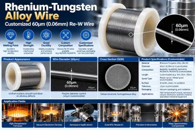 China 60μm Rhenium Tungsten Wire (W-Re Alloy Wire) for Semiconductor Probes & Precision Applications for sale