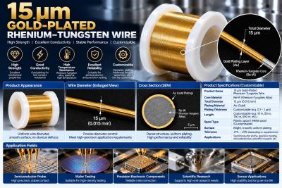 China 15μm Gold Plated Rhenium Tungsten Wire for Precision Applications for sale