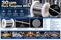 China 30μm Pure Tungsten Wire (0.03mm Tungsten Wire) for Semiconductor Probes & Precision Electronics for sale