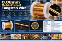 China 0.08mm Gold Plated Tungsten Wire for Semiconductor Probes & Precision Electronics for sale