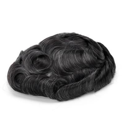 China Black Natural Custom Made Hair Units Gray Hair Toupee For Mens for sale