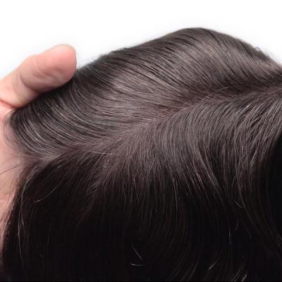 China Black Brown Middle Part Human Hair Wig Heavy Density And Bleached Knots for sale