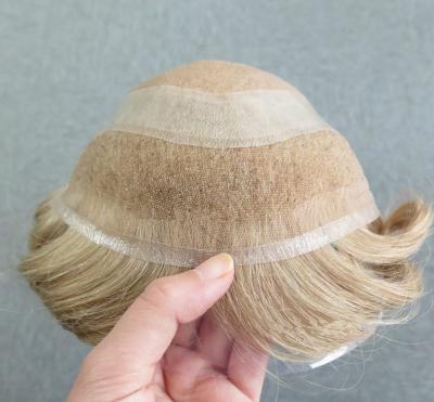 China Natural Hairline Mens Real Hair Toupee Adhesive Mens Toupee Human Hair for sale