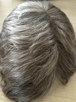 China Full Lace Mens Grey Wig 9*6 Base Mens Human Hair Toupee Custom for sale