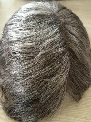 China Full Lace Mens Grey Wig 9*6 Base Mens Human Hair Toupee Custom for sale