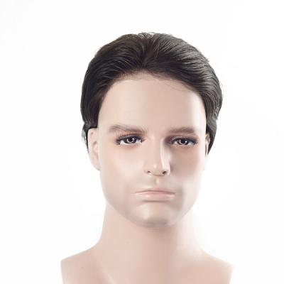 China French Lace With PU Perimeter Stock Hair System Natural Black Hair Color Customization Custom Fitting Styling Variations for sale