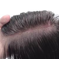 China Dark Brown Full Lace Stock Hair System 8x10 Wavy Texture Mens Toupee for sale