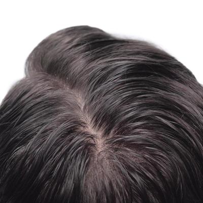 China Straight 4 Inches Stock Hair System 7x9 Natural Black Mens Hair Replacement for sale