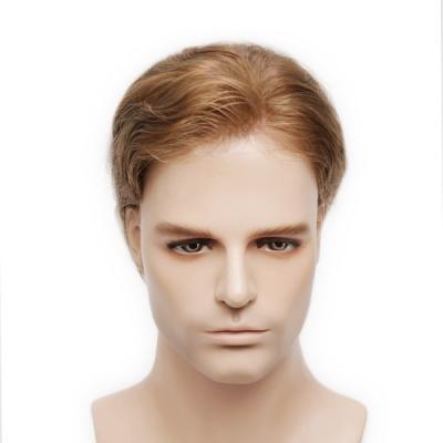 China Light Brown Heavy Density Stock Hair System 8x10 Lace Base Mens Toupee for sale