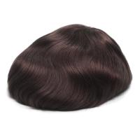 China Dark Brown PU Perimeter Stock Hair System 8x10 Lace Hair Replacement For Men for sale