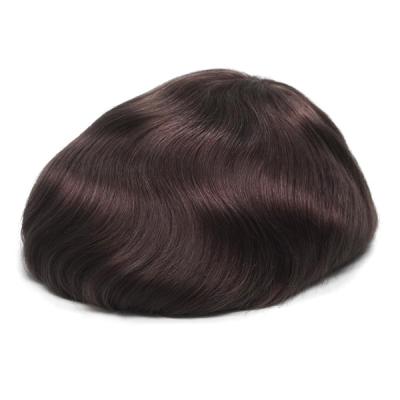 China Dark Brown PU Perimeter Stock Hair System 8x10 Lace Hair Replacement For Men for sale