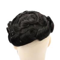 China Double Knots Throughout Straight Hair Texture Human Hair Toupee For Man for sale