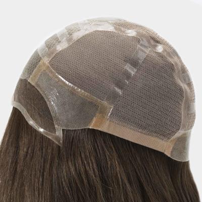 China Natural Hairline Ladies Wigs Lace Virgin Human Hair Wigs Medium Brown for sale