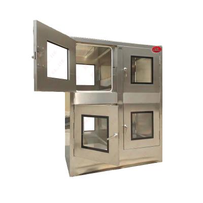 China MRJH Anti-radiation Double-layer Flat Door Mechanical Joint Control Lock Stainless Steel Transfer Window Pass Box for sale
