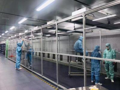 China Custom Cleanroom Enclosure with 304 Stainless Steel Frame, ISO Class 5 Compliance, and 34× FFU HEPA Filtration for sale