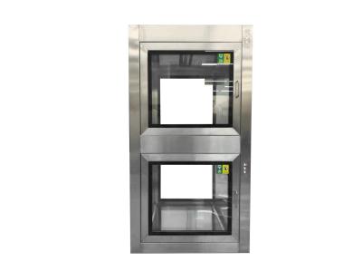 China Dual-Chamber Stainless Steel Electronic Interlock Pass Box with UV Sterilization for Cleanroom Contamination Control for sale