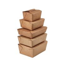 China #3 Factory Wholesale Disposable Fast Food Takeout Box Biodegradable Kraft Paper Box Kraft Paper Lunch Box for sale