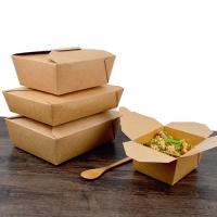 China Printed recycled brown kraft paper food box / Wholesale food grade lunch paper box for sale