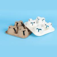 China Compostable Bagasse Paper Pulp Disposable Coffee Cup Carrier Holder for sale